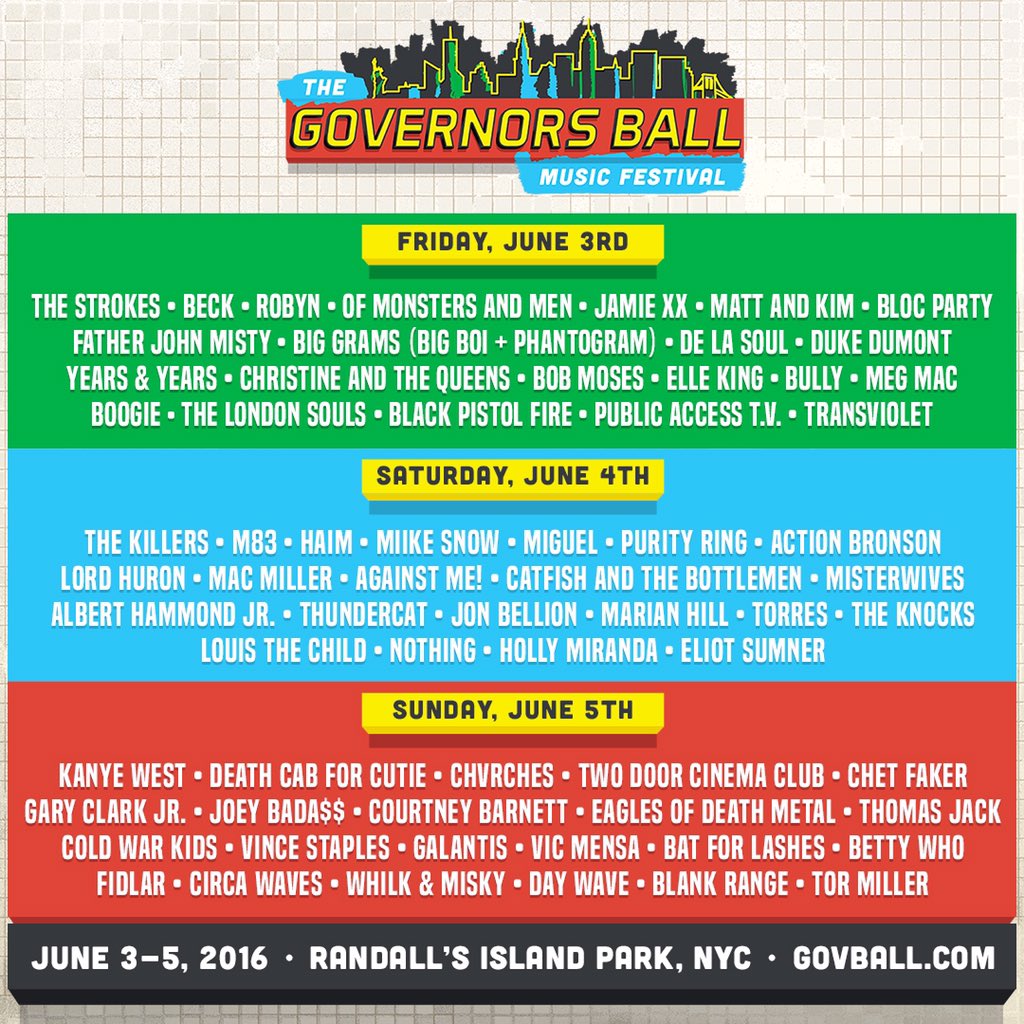 Music News: Governors Ball Day By Day Lineup Announced | Beyond The ...